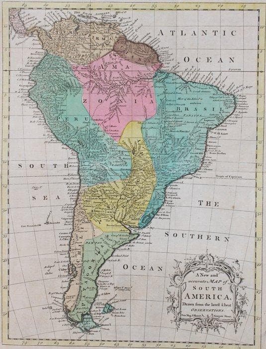 ② Zuid-Amerika - Zuid-Amerika; J. Hinton - A New & Correct Map — Atlas ...